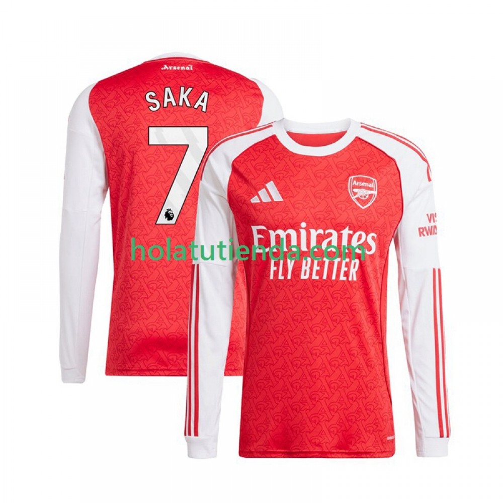 Camiseta Arsenal Bukayo Saka 7 Hombre Titular Traje 2025-2026 Manga Larga