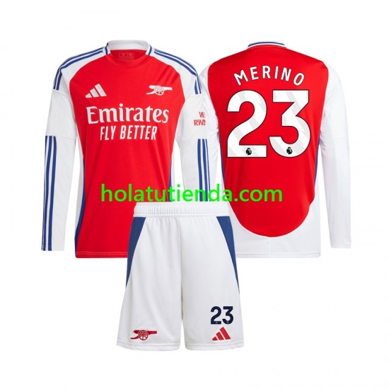 Camiseta Arsenal Mikel Merino 23 Niño Titular Traje 2024-2025 Manga Larga